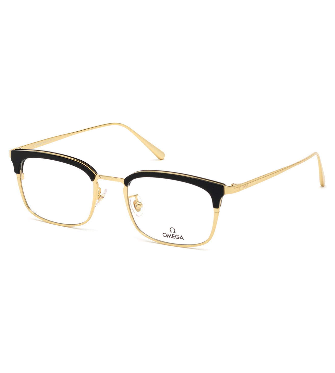 Omega Unisex Shiny Black Square Optical Frame